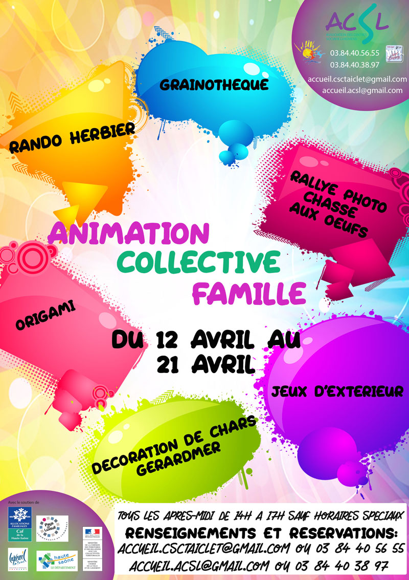 Programme de l'Animation Collective Famille pour les vacances de ...